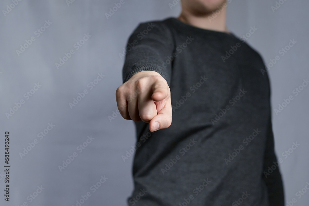 Gesture pointing at you from the picture with a young man's index ... Gesture pointing at you from the picture with a young man's index ...