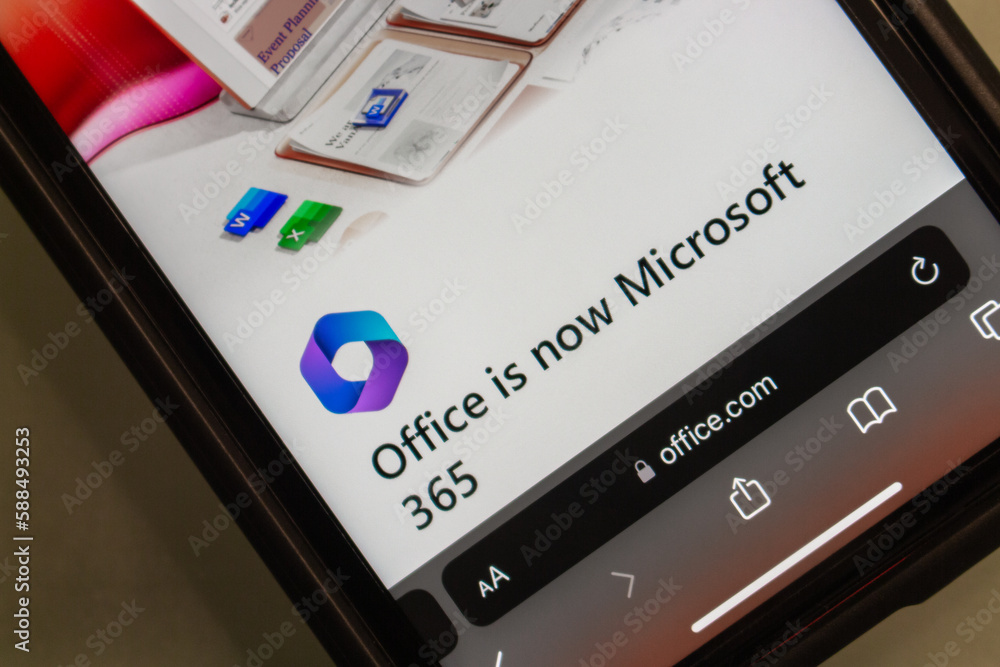 Vancouver, CANADA - Mar 29 2023 : Microsoft 365 logo seen in office.com ...