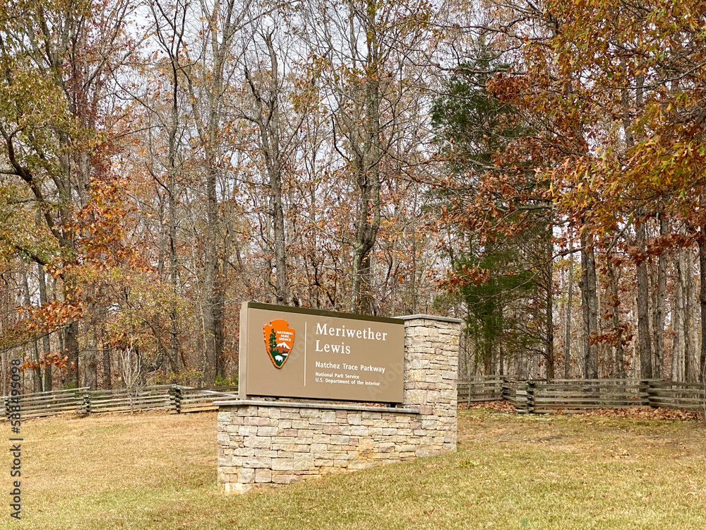 Meriwether Lewis National Monument. National Park Service Sign on ...