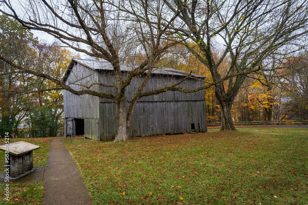 Tobacco Farm on Natchez Trace Parkway in Tennessee. A typical early ...