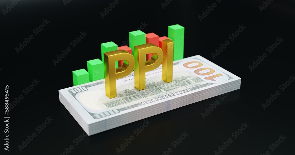 Producer Price Index - ppi a sign on a stack of dollar bills and a ...