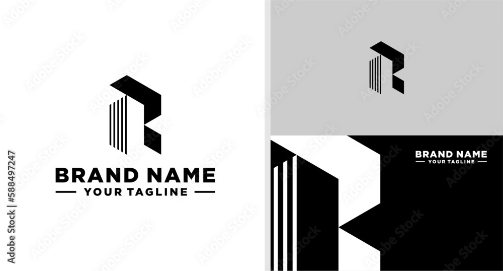 LETTER R LOGO BUILDING CONSTRUCTION REAL ESTATE INVESTMENT EDITABLE ...