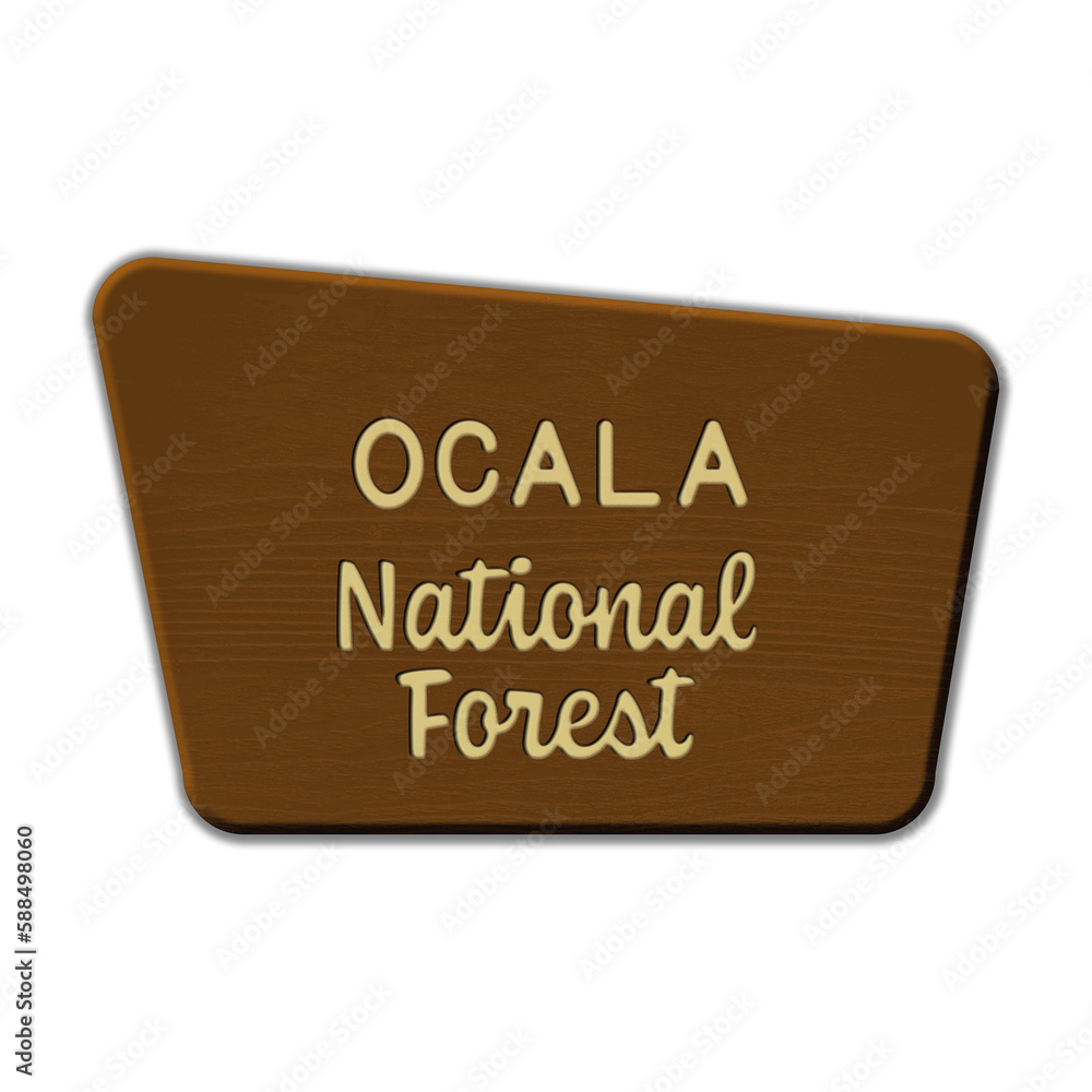 Ocala National Forest wood sign illustration on transparent background ...