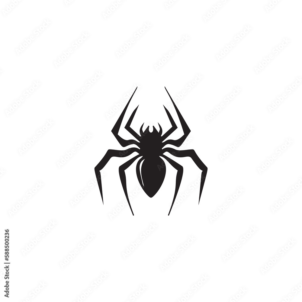 Spider icon, black widow silhouette. Halloween animal symbol, arachnid ...