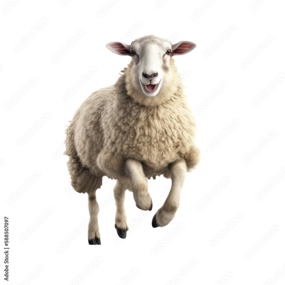 Happy sheep jumping, isolated transparent background. Generative AI ...