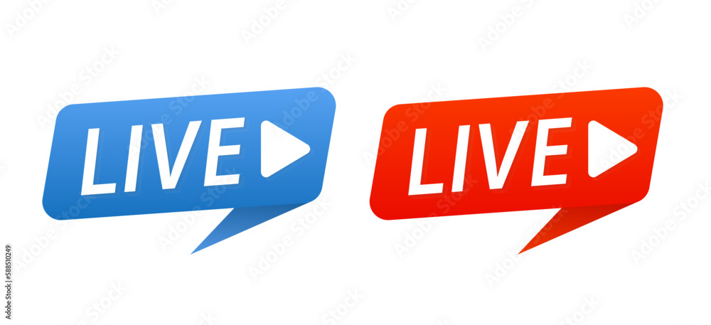 LIVE icon, button, symbol, web, UI, app. Social media icon Live ...