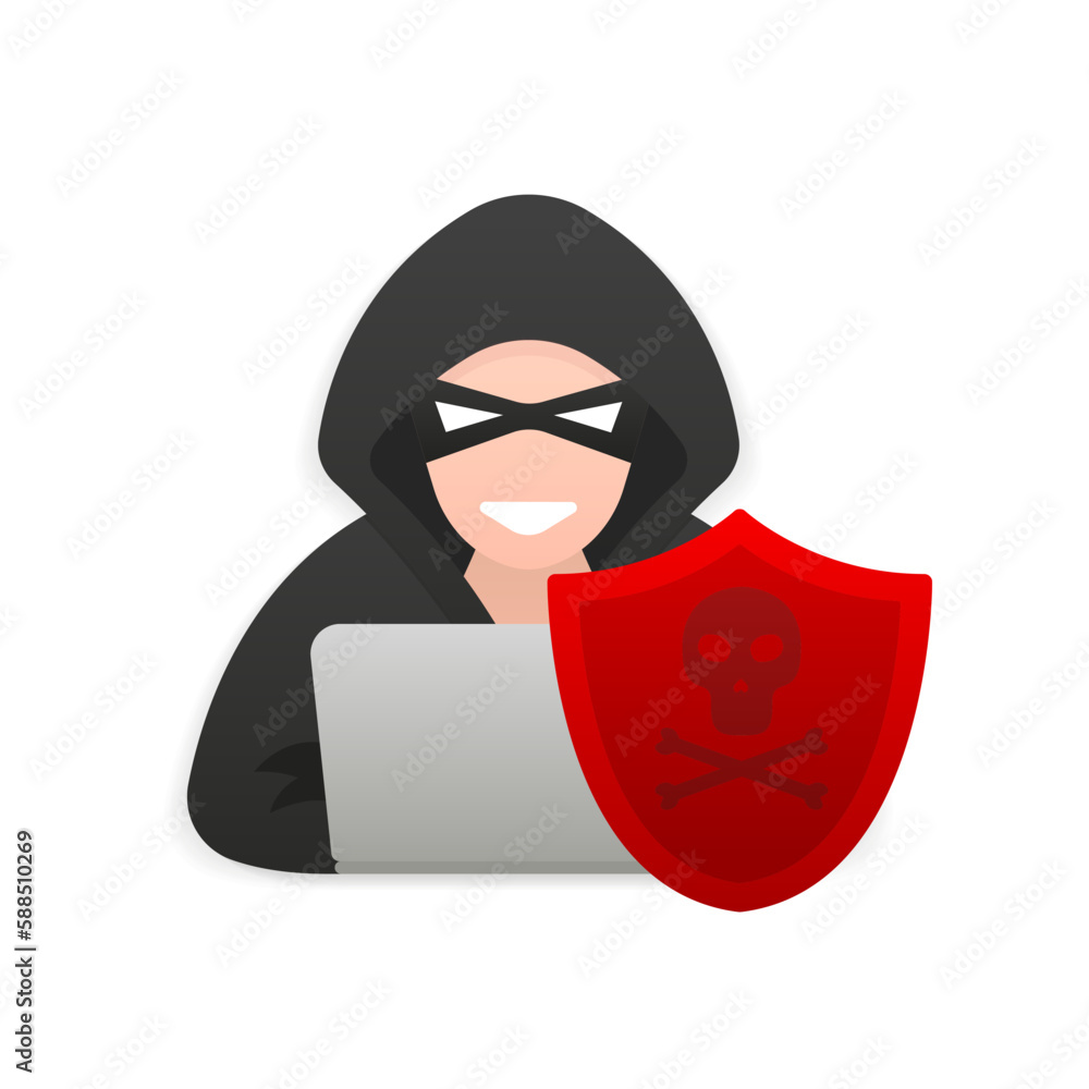 Hacker, Cyber criminal with laptop stealing user personal data. Hacker ...