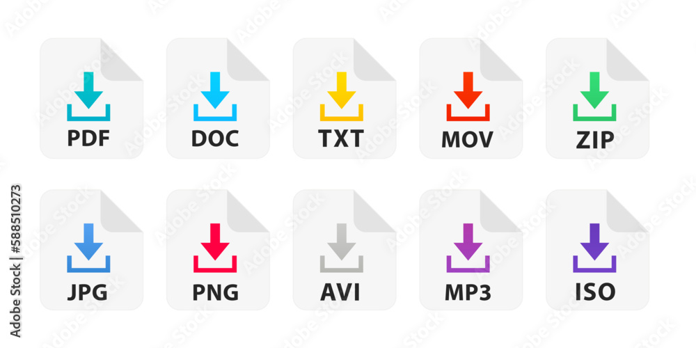 Different file format download icons. Download buttons for website or ... Different file format download icons. Download buttons for website or ...