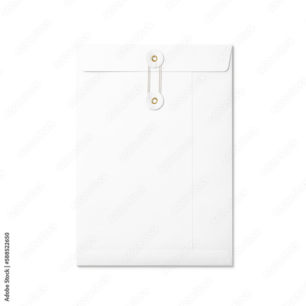 White A4/C4 size string and washer envelope isolated on a transparent ...
