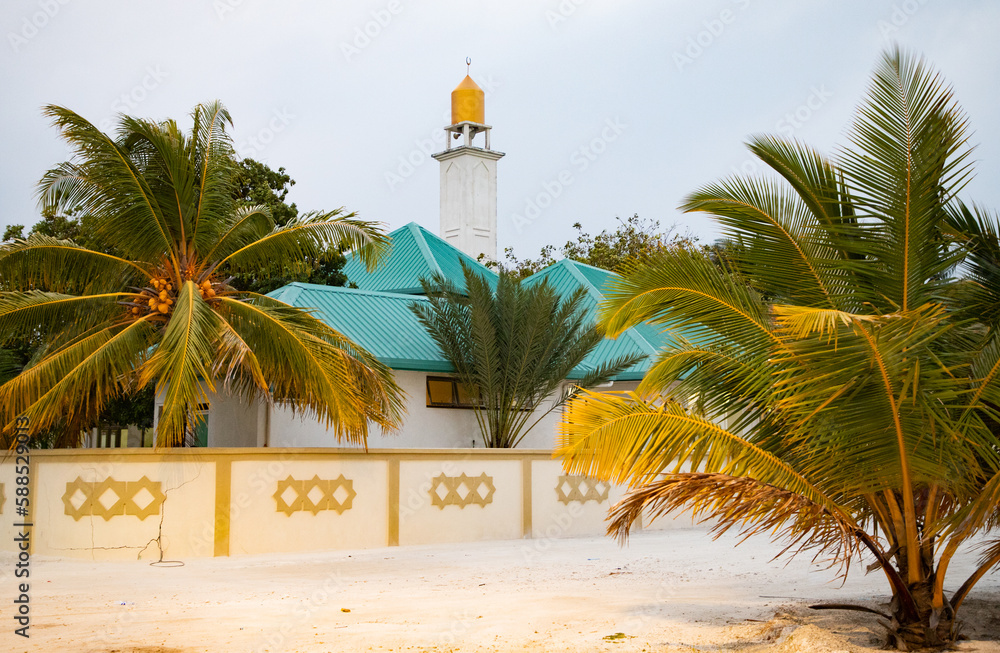 UKULHAS, MALDIVES - JANUARY 2023: street life on Ukulhas island ...