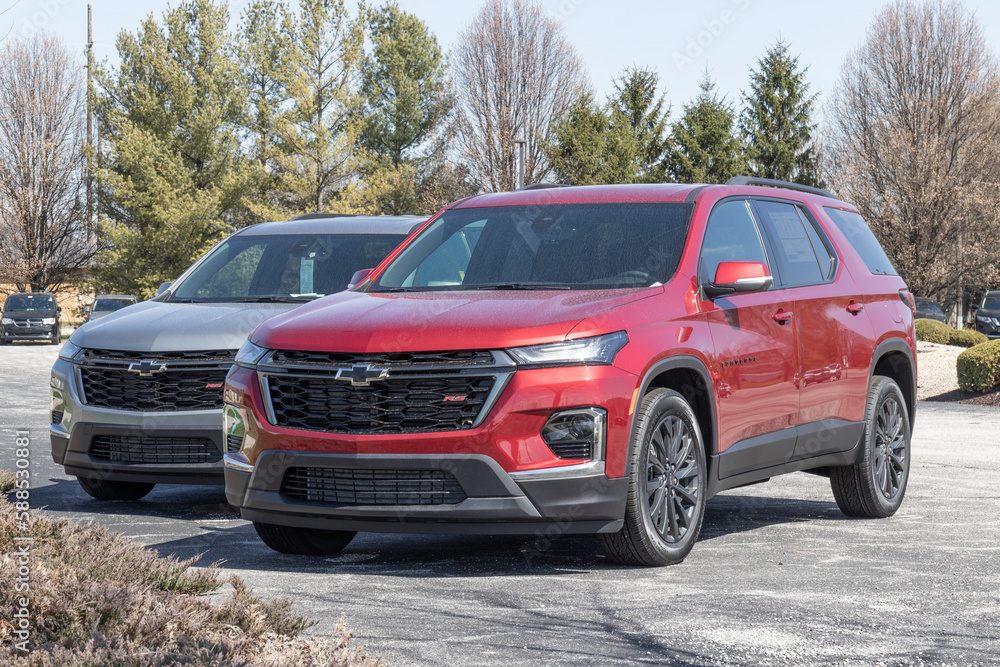 Chevrolet Traverse display at a dealership. Chevy offers the Traverse ...