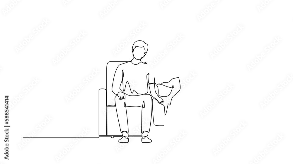 Animated self drawing of continuous line draw man comforting sad woman ...
