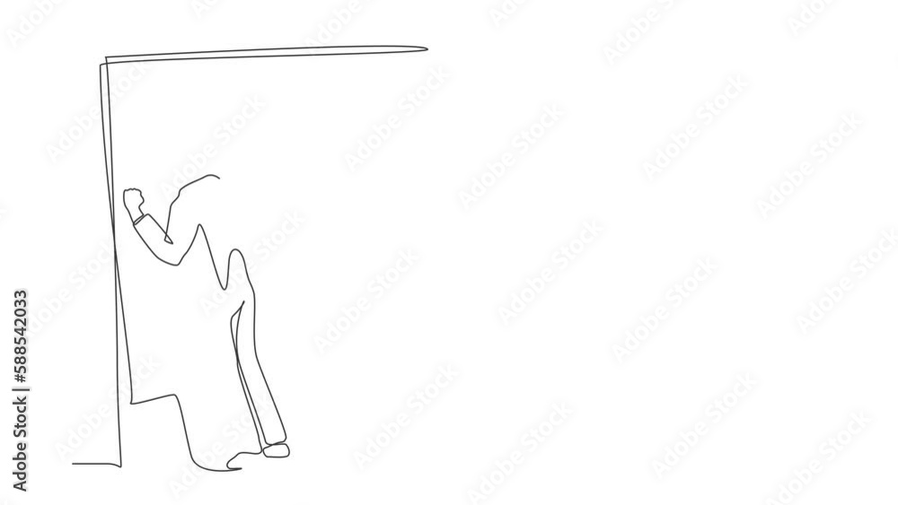 Vidéo Stock Self drawing animation of single line draw businessman sad ...