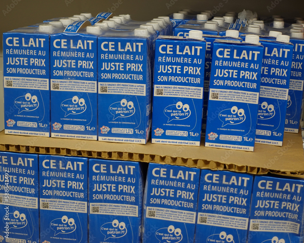 Palette de briques du lait demi-écrémé le plus vendu en France : le ...