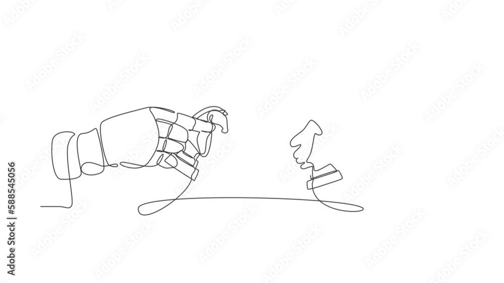 Vidéo Stock Self drawing animation of single one line draw robot hands ...