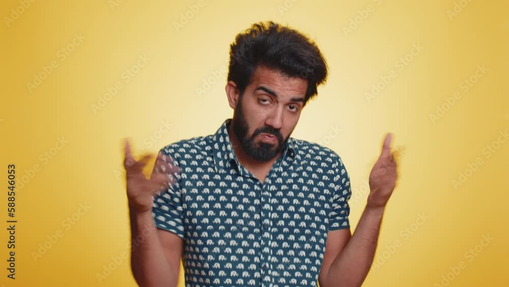 No idea, I dont know answer. Puzzled clueless uncertain indian handsome ...