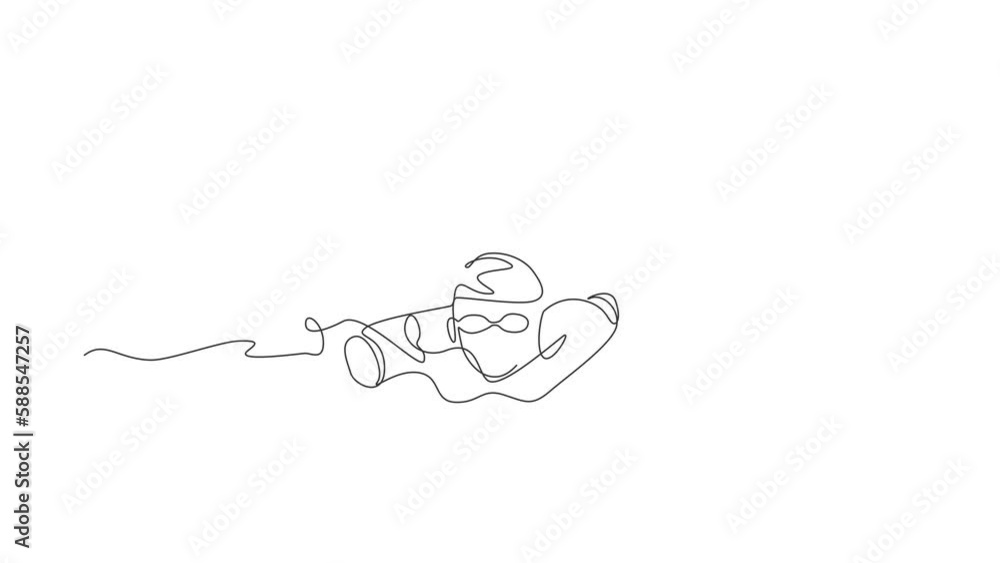 Self drawing animation of single one line draw disabled person. Woman ...