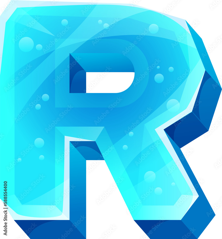 Letter R font winter ABC alphabet of ice crystal Stock Illustration ...