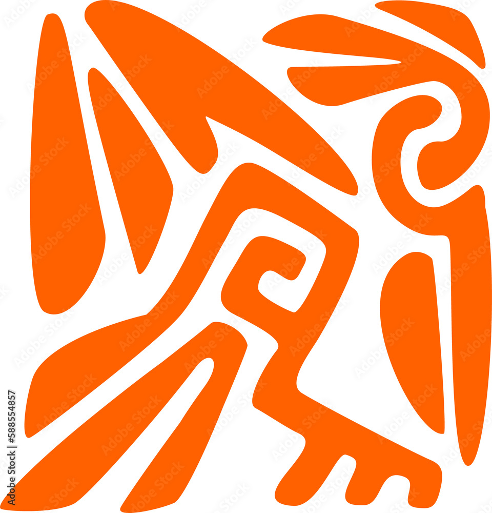 Retro bird mayan aztec symbol, african totem sign Stock Illustration ...