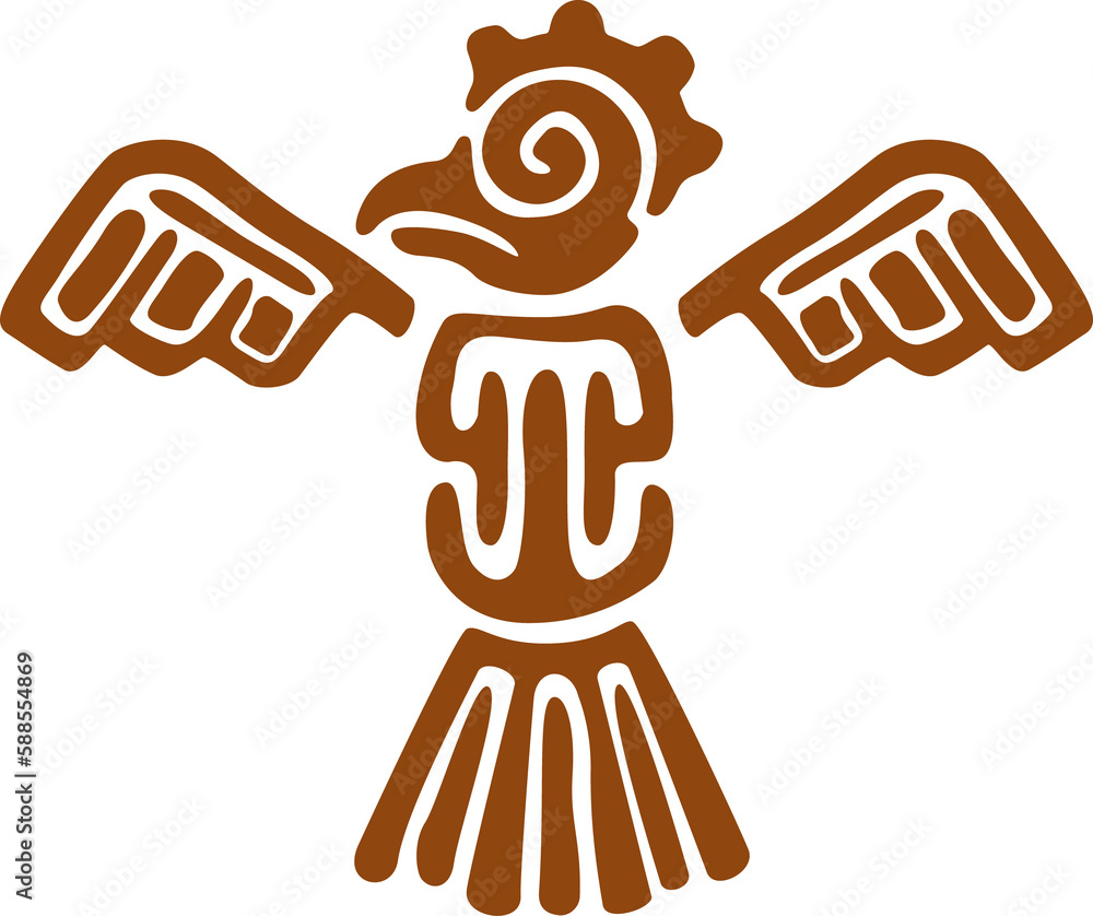 Retro bird mayan aztec symbol, african totem sign ilustração do Stock ...