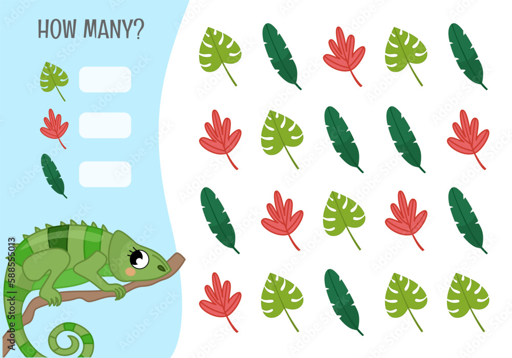 Counting educational children game, math kids activity sheet. How many ...