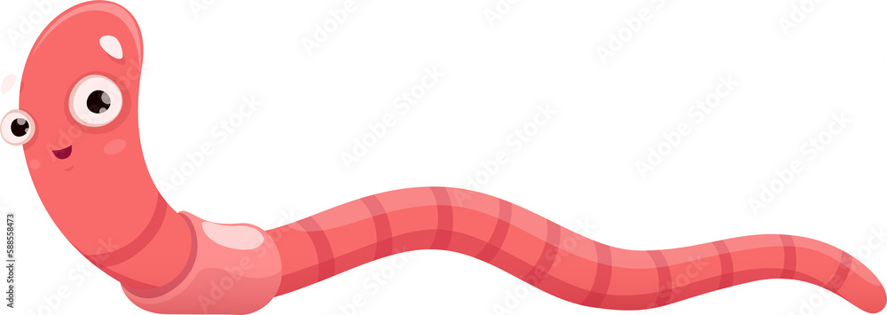 Funny worm cartoon character, garden earthworm Stock Illustration ...