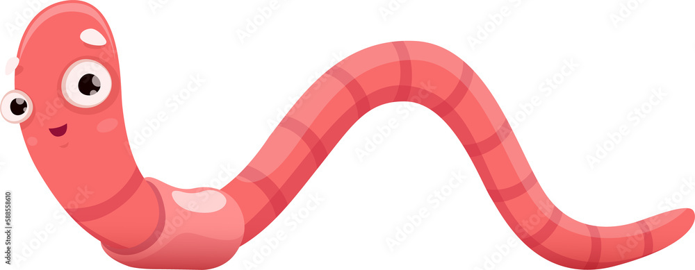 Cute smiling worm cartoon character, earthworm Stock Illustration ...