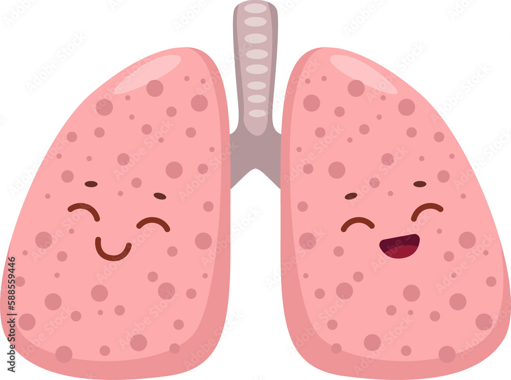 Cartoon lungs human body organ character, anatomy Stock Illustration ...