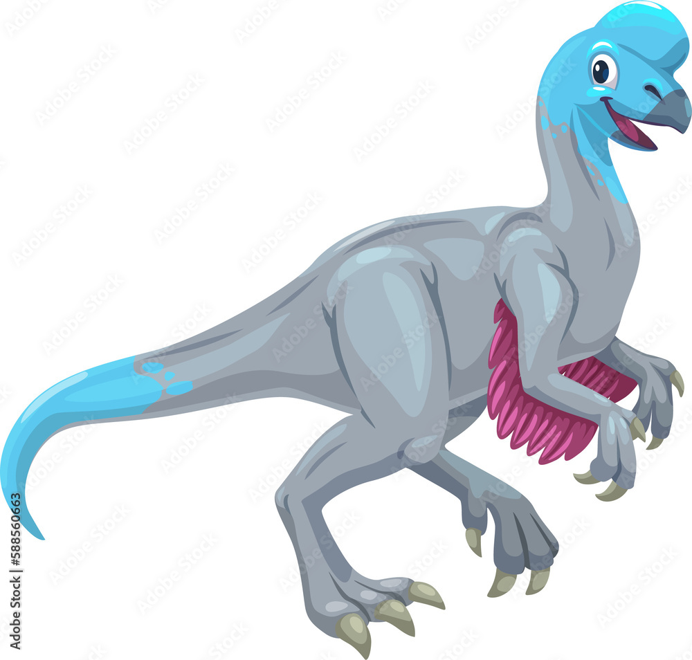 Cartoon oviraptor dinosaur character, vector Stock Illustration | Adobe ...