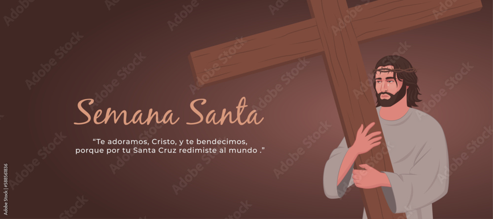 Vía Crucis, primera estación, Jesús cargando la cruz. Semana Santa ...