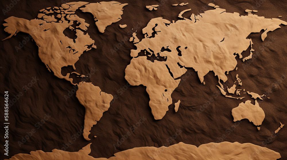 World map with dried soil texture Generative AI Stock Illustration ...