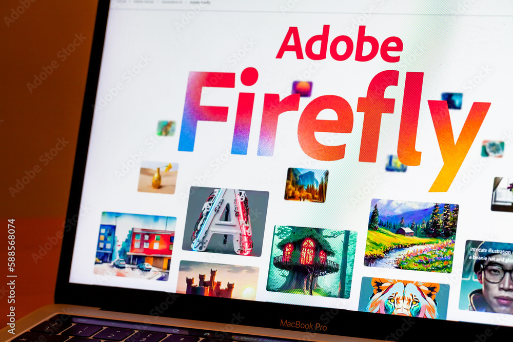 ITALY - April 3, 2023: Adobe Firefly website displayed on smatphone and ...