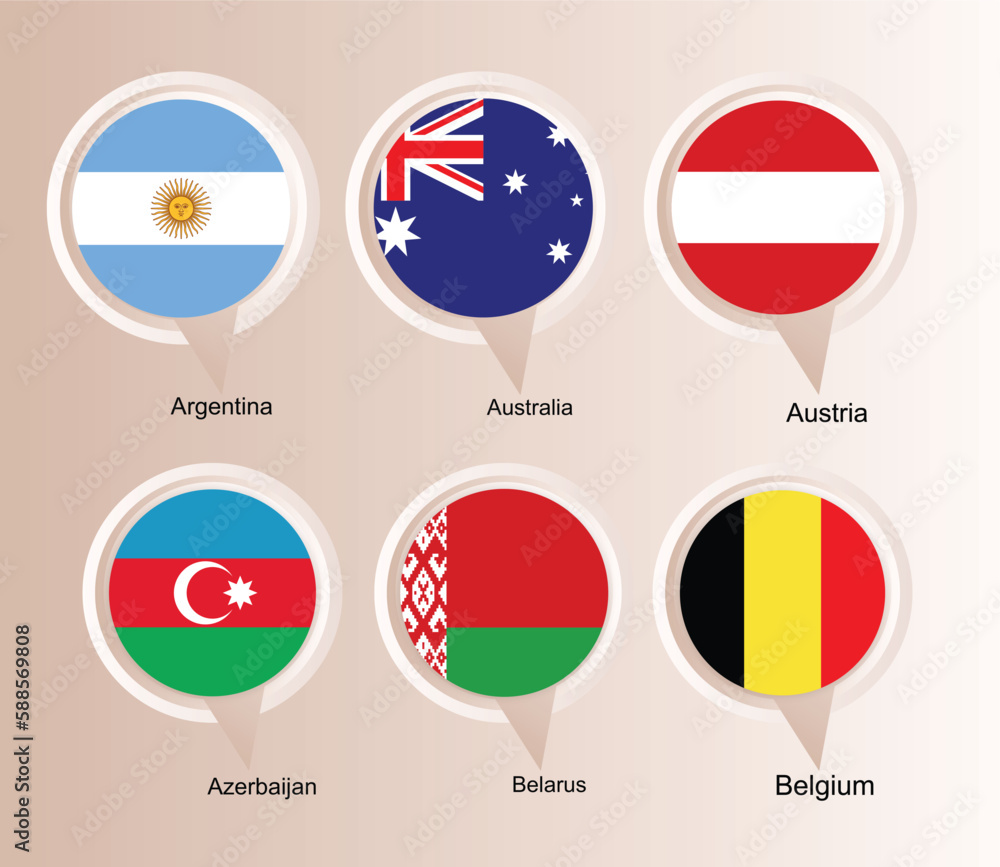 Country flags, Map Marker, Pin pointer vector Stock Vector | Adobe Stock