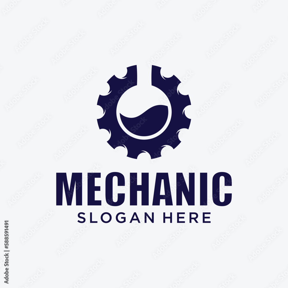 Mechanical technology logo, gear and piston combination logo symbol ...