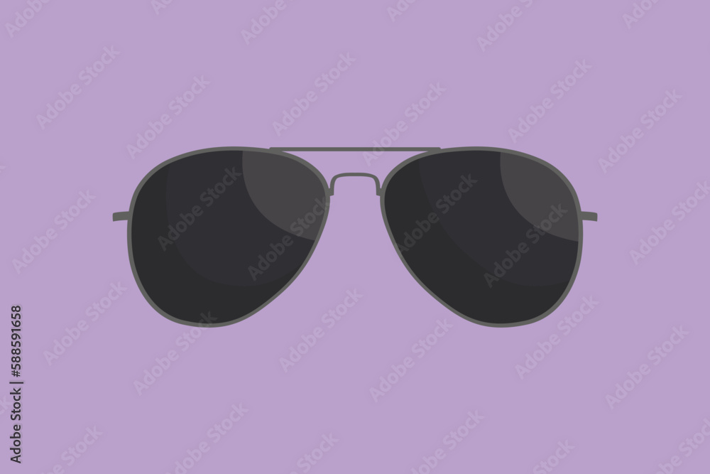 Graphic flat design drawing vintage or retro glasses with circle frame ...