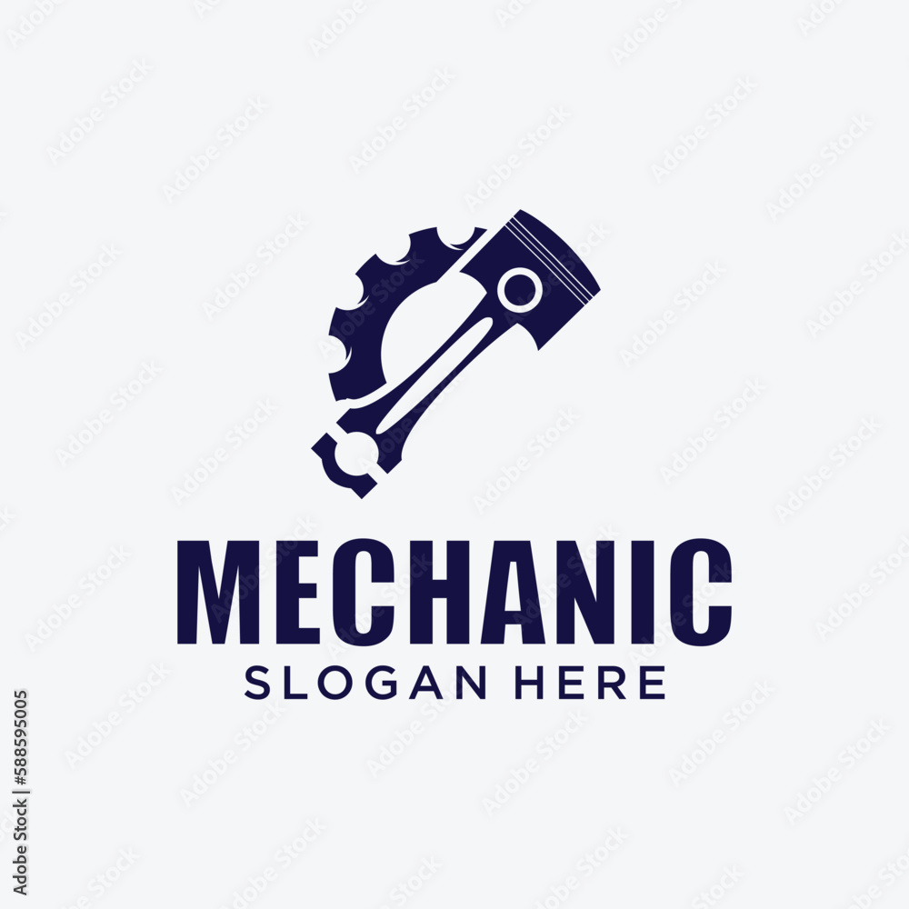 Mechanical technology logo, gear and piston combination logo symbol ...