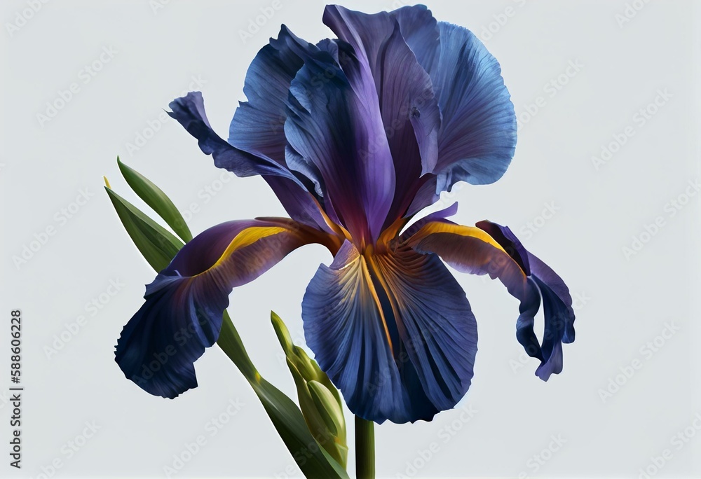 Blue iris flower isolated on transparent background, PNG. Generative AI ...