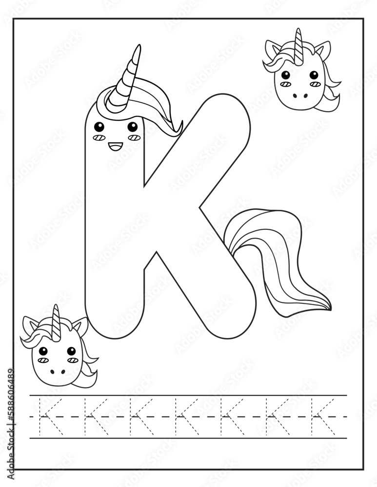 Unicorn alphabet for children education. Coloring book for kids ...