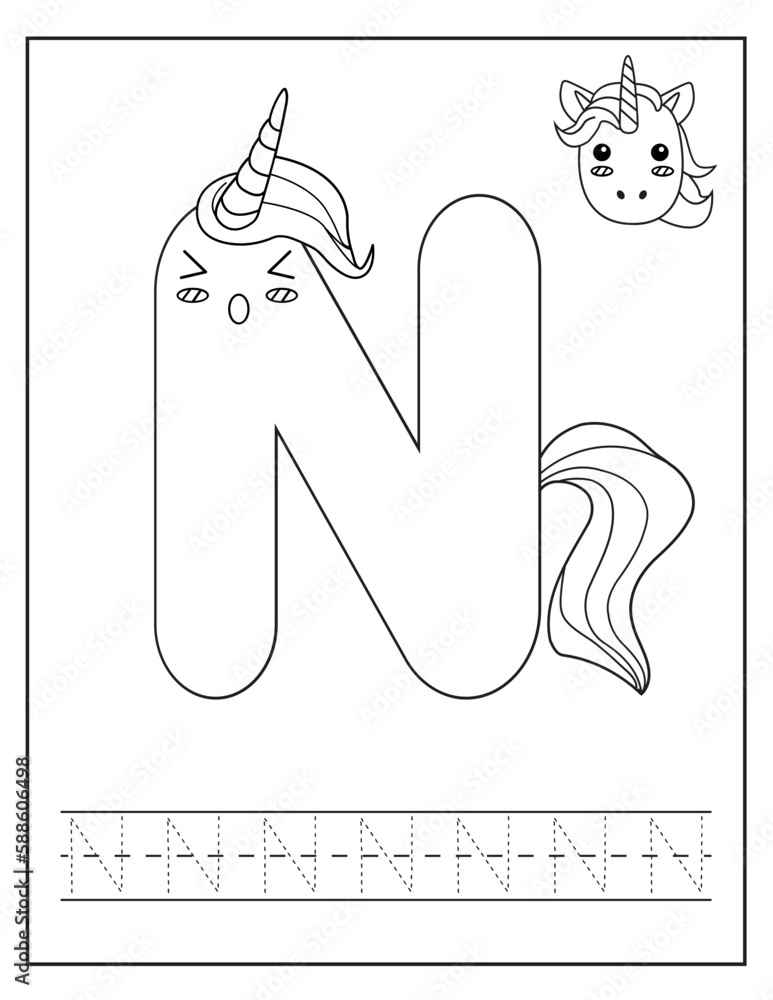 Unicorn alphabet for children education. Coloring book for kids ...