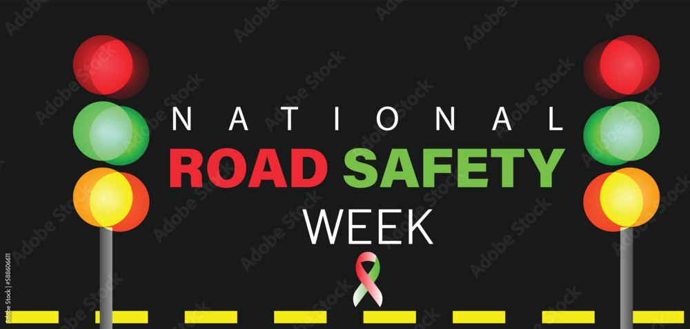 National Road safety week. Template for background, banner, card ...