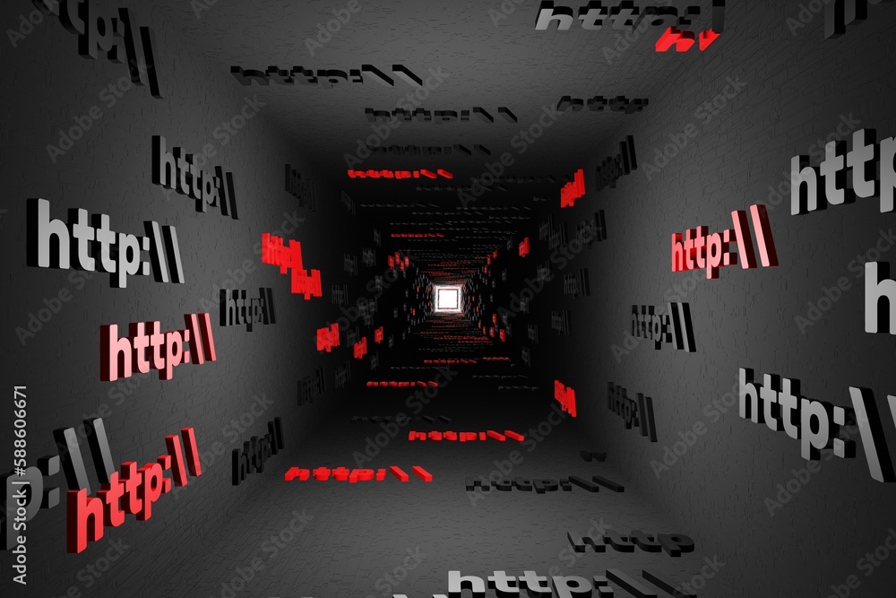 Symbol Sign In Black Tunnel Background 3d Render Hypertext Transfer Protocol Secure Web 3