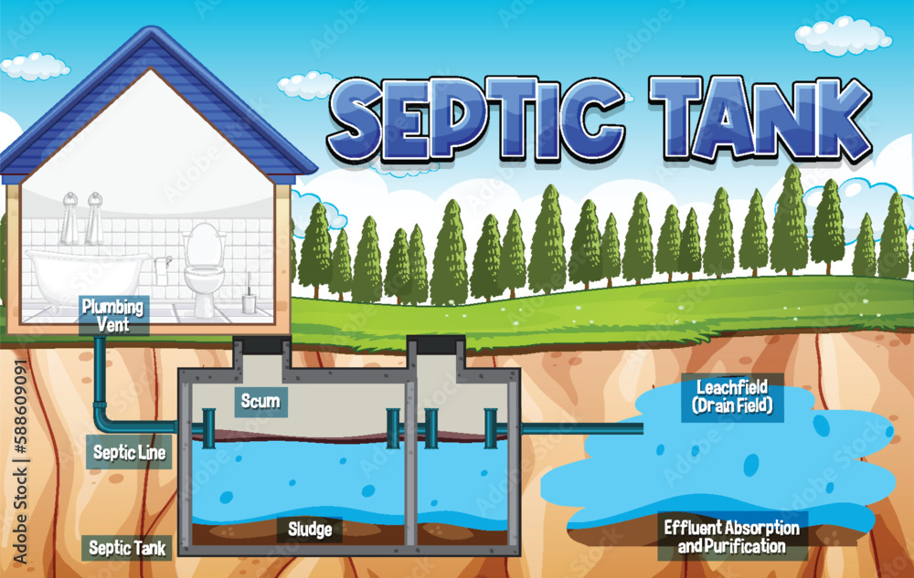 Septic tank system diagram Stock Vector | Adobe Stock