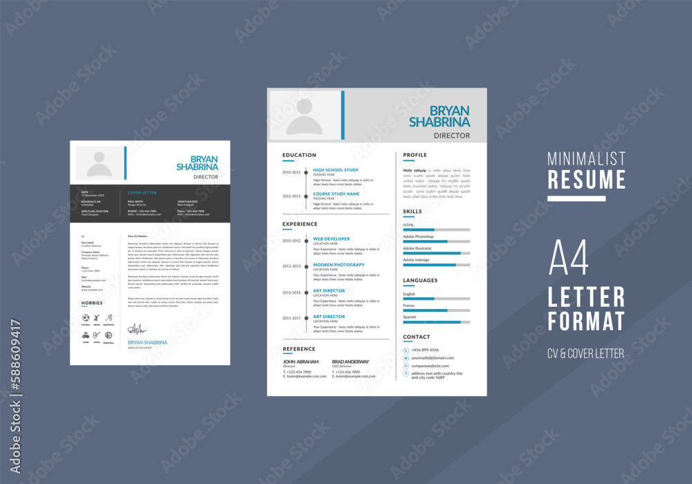 Minimalist CV / resume and cover letter - minimal design - black and ...