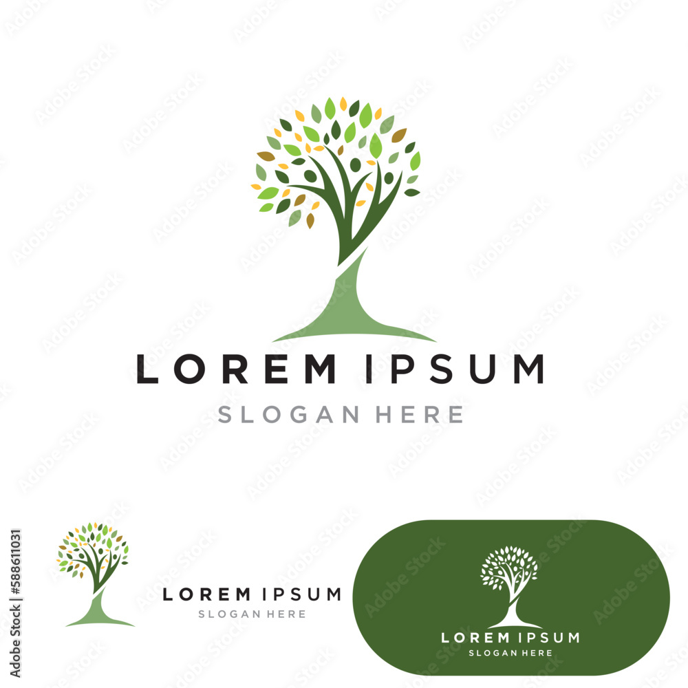 Tree logo icon vector illustration design.Vector silhouette of a tree ...