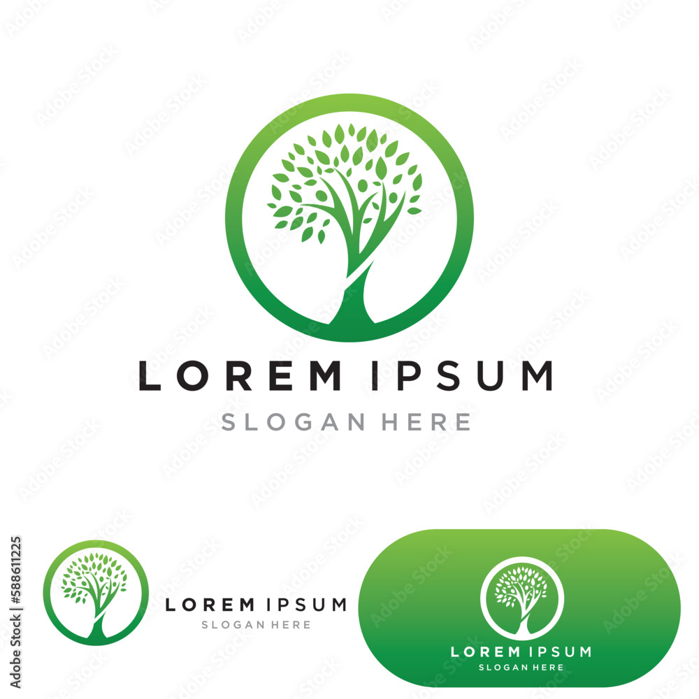 Tree logo icon vector illustration design.Vector silhouette of a tree ...