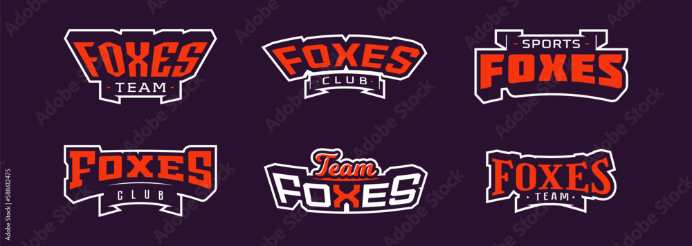A set of bold fonts for fox mascot logo. Collection of text style ...