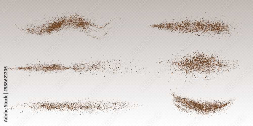 Isolated flying cocoa powder top view on transparent background. Brown ...