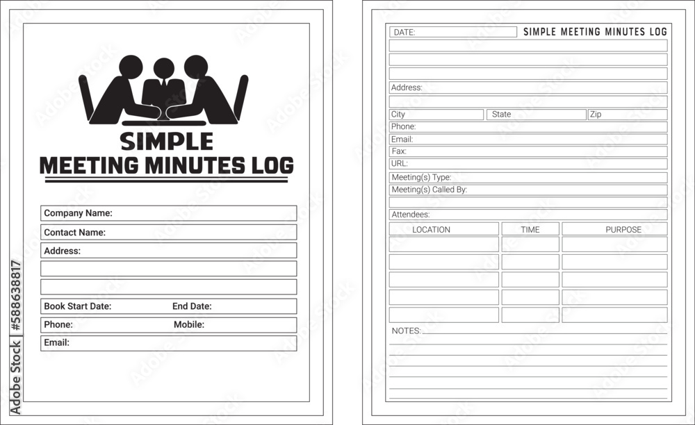 Meeting Minutes Logbook, Secretary Meeting Minutes Book, Meeting ...