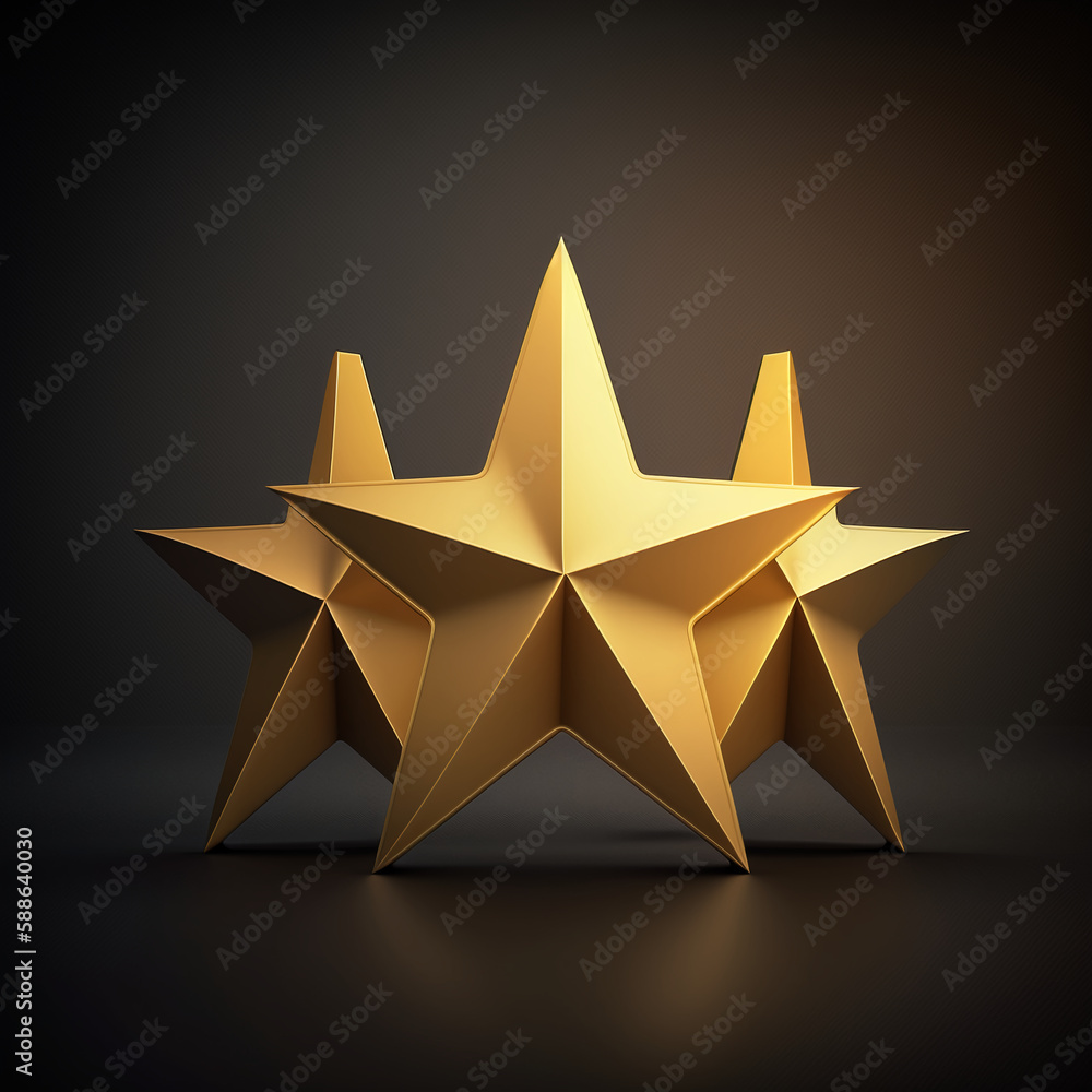 gold star rating review isolated on best quality 3d background with ...