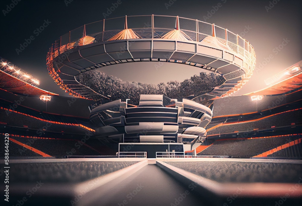 Stadium and goalpost, an imaginery stadium is modelled and rendered ...